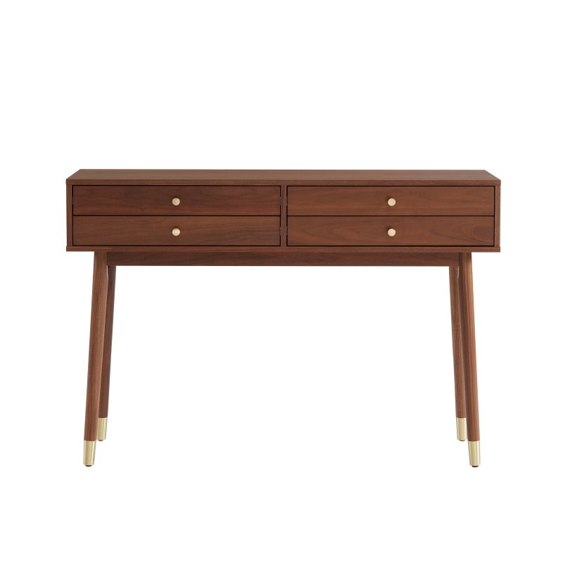 Console UTAH blanc et effet chêne 2 tiroirs 80cm