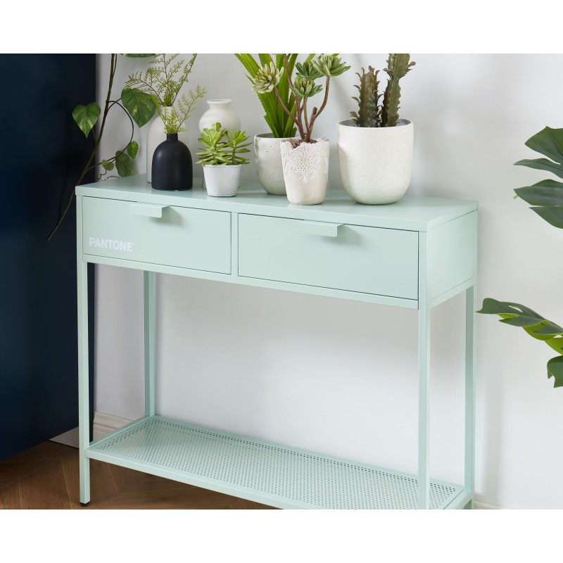 Console PANTONE métal vert menthe 100cm