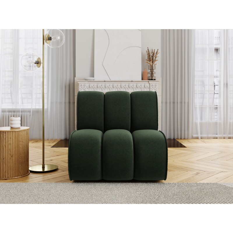 Chauffeuse LEONIE fixe velours vert sapin 1 place