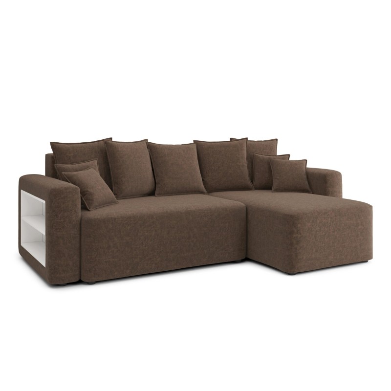 Canapé angle MIKE convertible PU marron 4 places