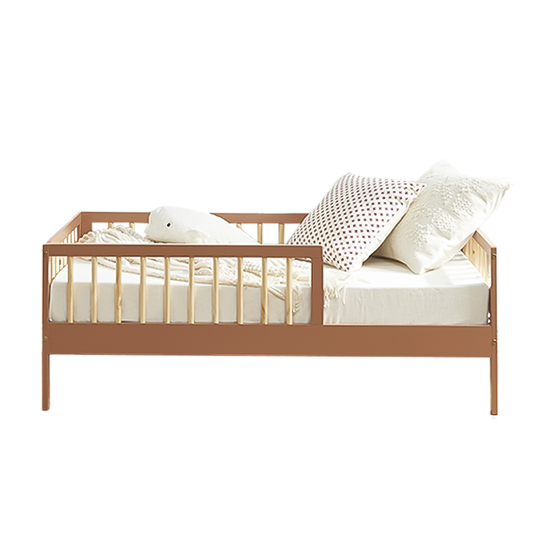 Lit enfant LOU pin massif terracotta 70x140 sommier inclus