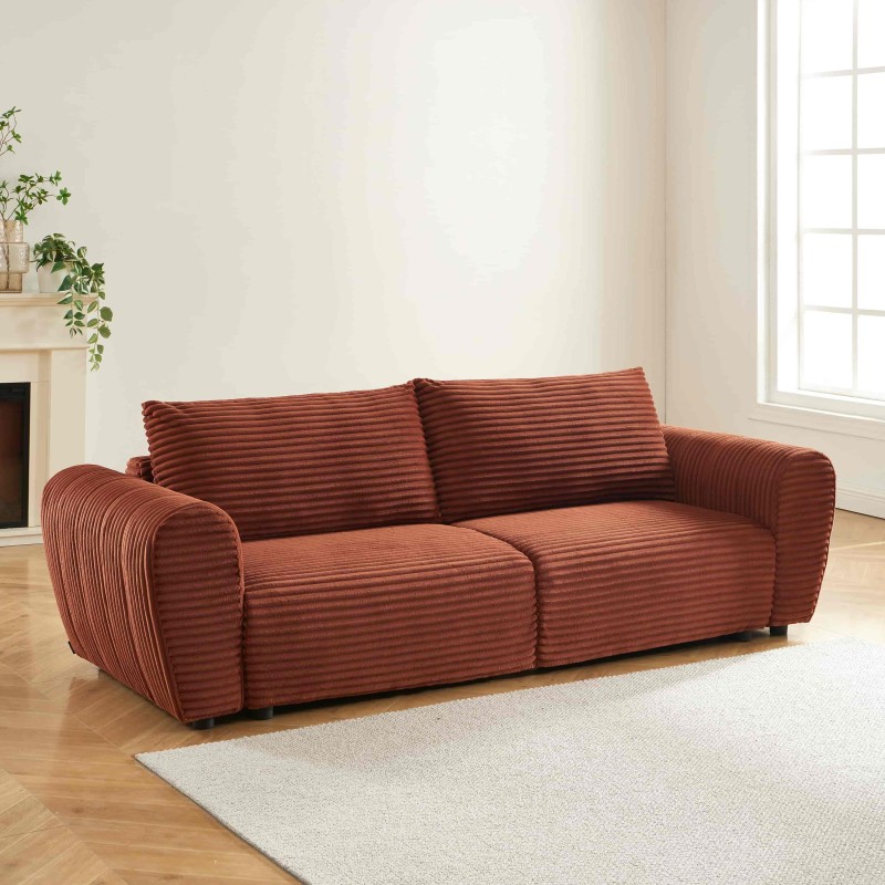 Canape Convertible Velours Cotele
